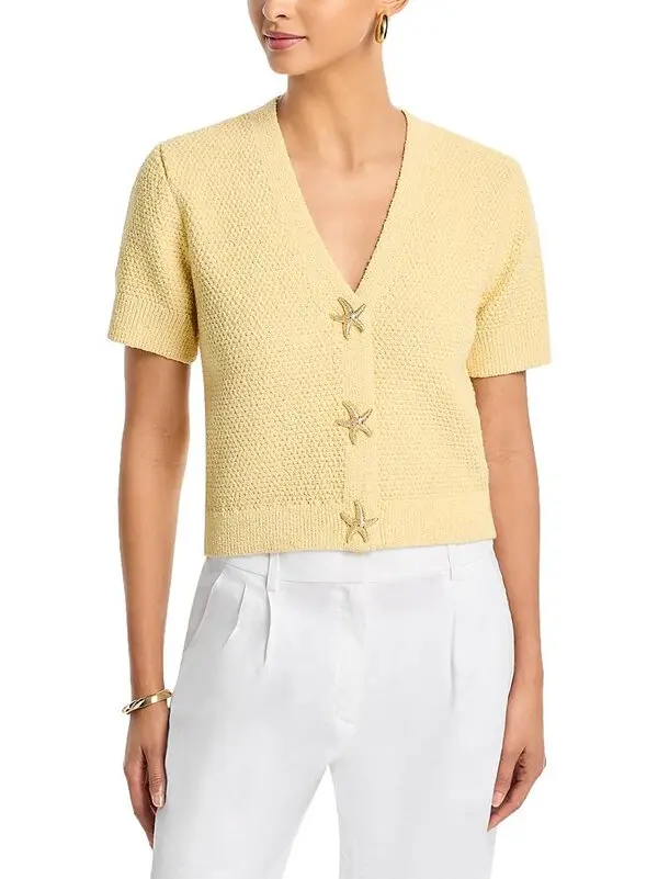 Aqua Starfish V-neck Cardigan - Canary Yellow
