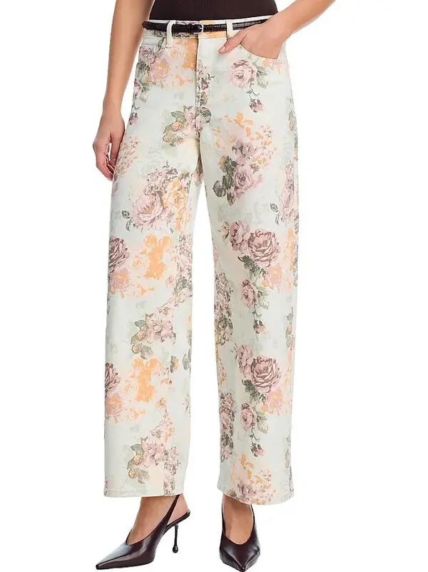 Aqua High-rise Wide-leg Jeans - Floral Print
