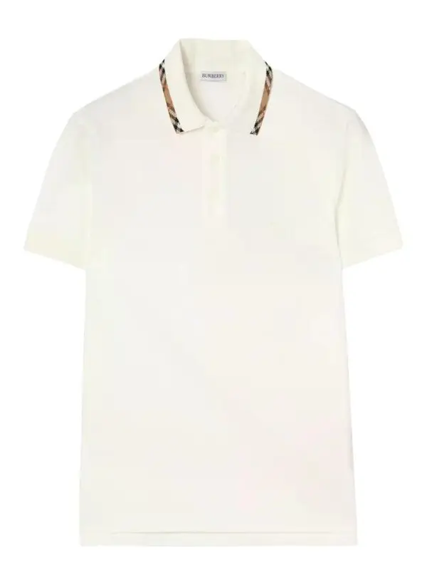 Burberry Check-trim Cotton Polo Shirt - White