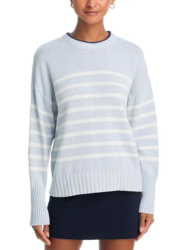 525 America Striped Crewneck Pullover Sweater - Ice Combo