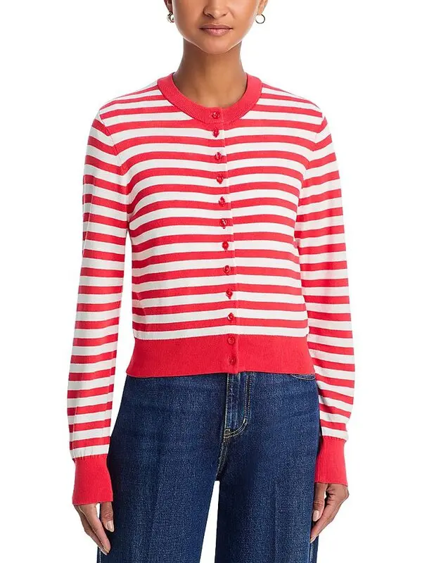 525 America Striped Button-down Cardigan - Hibiscus Combo