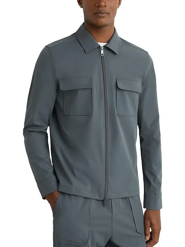 REISS Technical Zip Overshirt - Airforce Blue