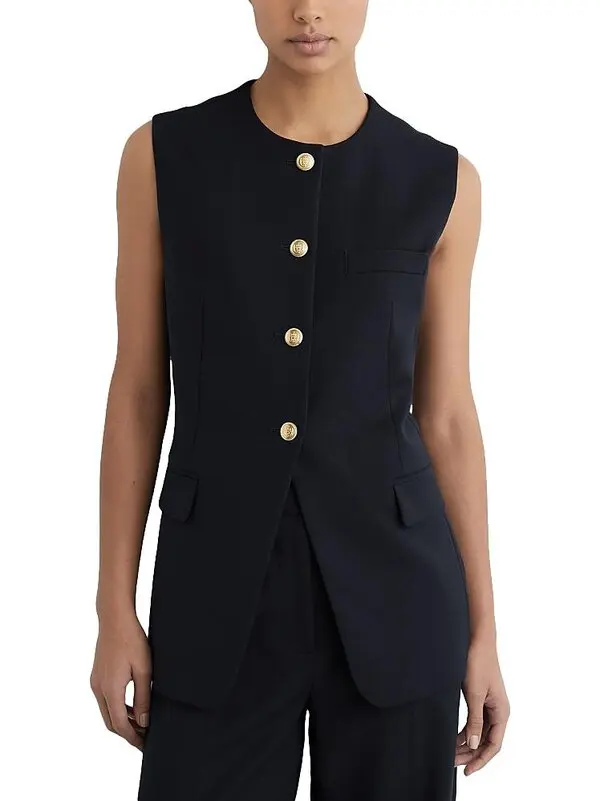 REISS Gabi Longline Vest - Navy