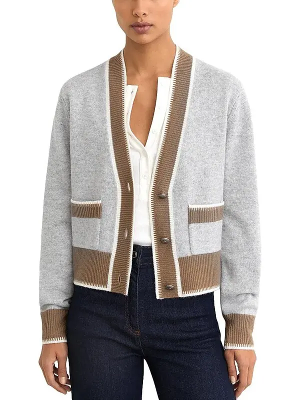 REISS Louisa Wool & Cashmere Cardigan - Greay/neutral