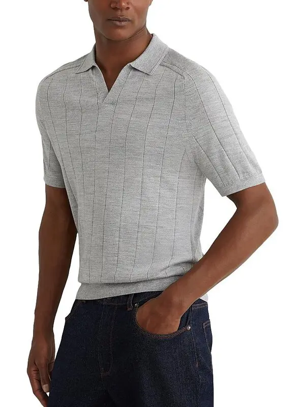 REISS Open Collar Polo Shirt - Soft Grey