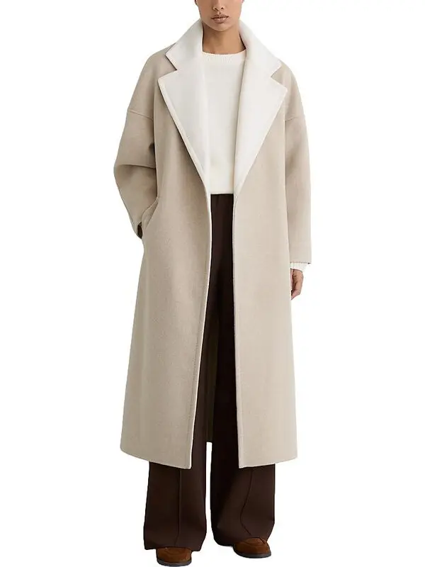 REISS Two Tone Blindseam Coat - Neutral