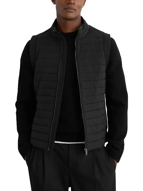 REISS Zip Through Gilet - Black