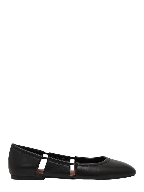 REISS Leona Cutout Leather Ballet Flats - Black