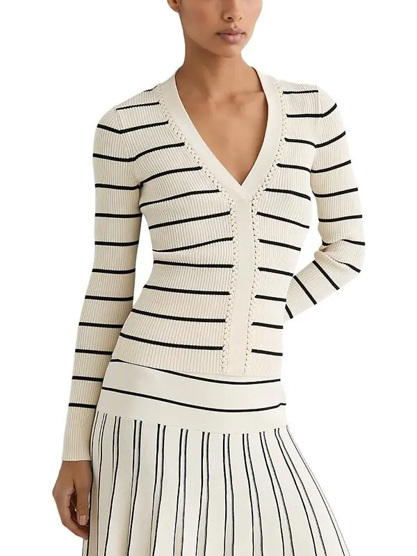 REISS Lauralee Top - Ivory/black