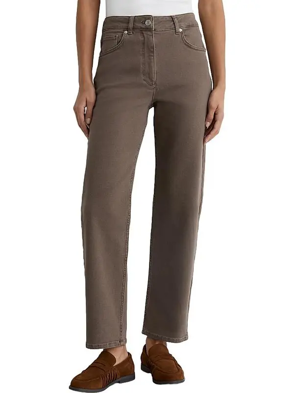 REISS Selin Mid Rise Straight Ankle Jeans - Mocha Brown