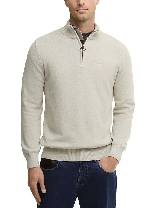 Barbour Half Zip Cotton Sweater - Neutral