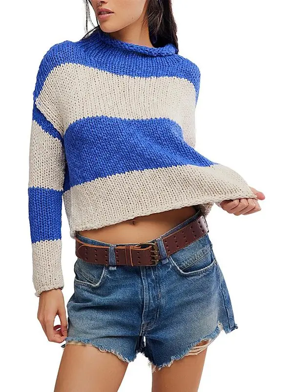 Free People Opal Pullover Sweater - Cobalt Combo