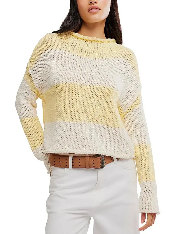 Free People Opal Pullover Sweater - Lemon Combo