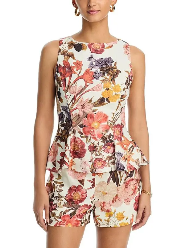 Aqua Floral Sleeveless Top - White Mutli