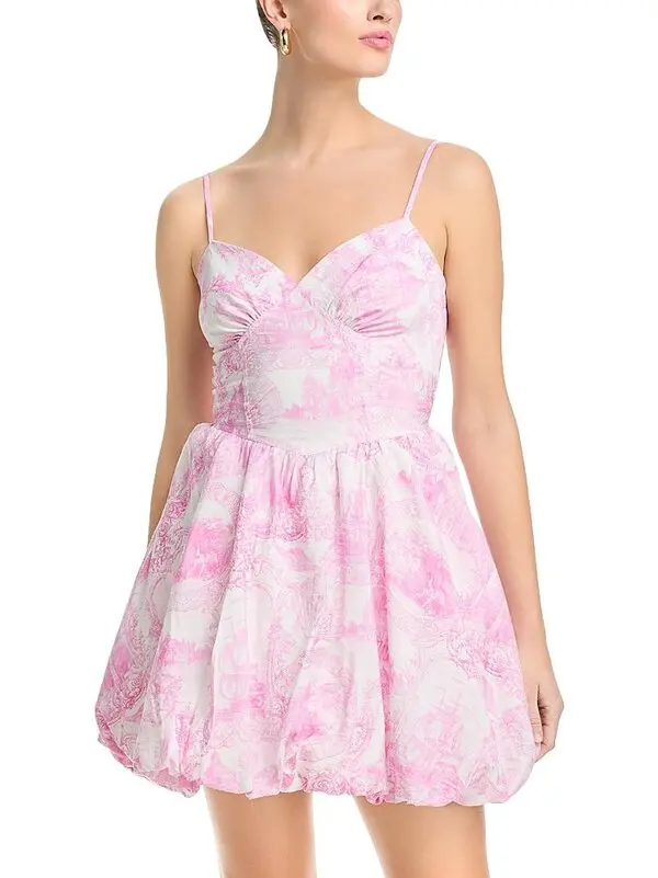 Aqua Shell Toile Bubble Mini Dress - Pink/white