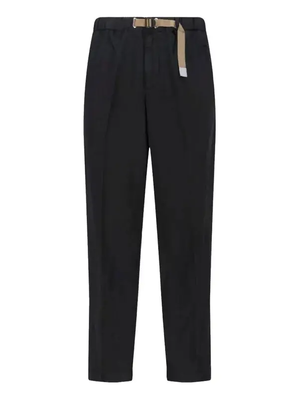 WHITE SAND Belted Trousers - Black