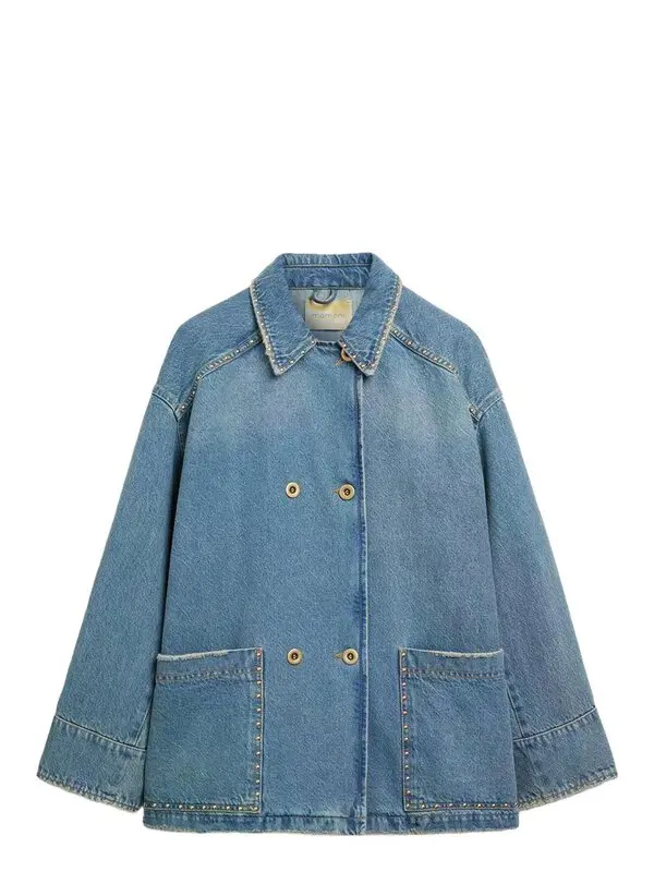 Momoni Stud-embellished Double-breasted Jacket - Blue