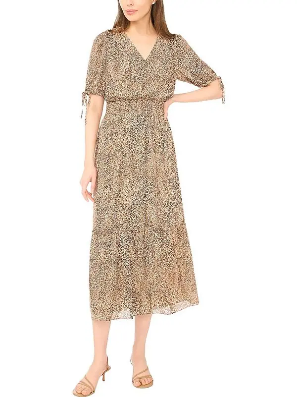 CECE DUPRAZ Tie Sleeve Smocked Midi Dress - Dune