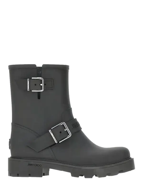 JIMMY CHOO Buckle-strap Biker Boots - Black