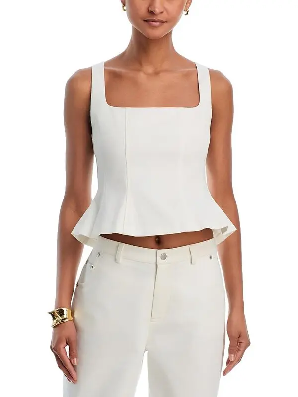 French Connection Inez Twill Peplum Top - Summer White