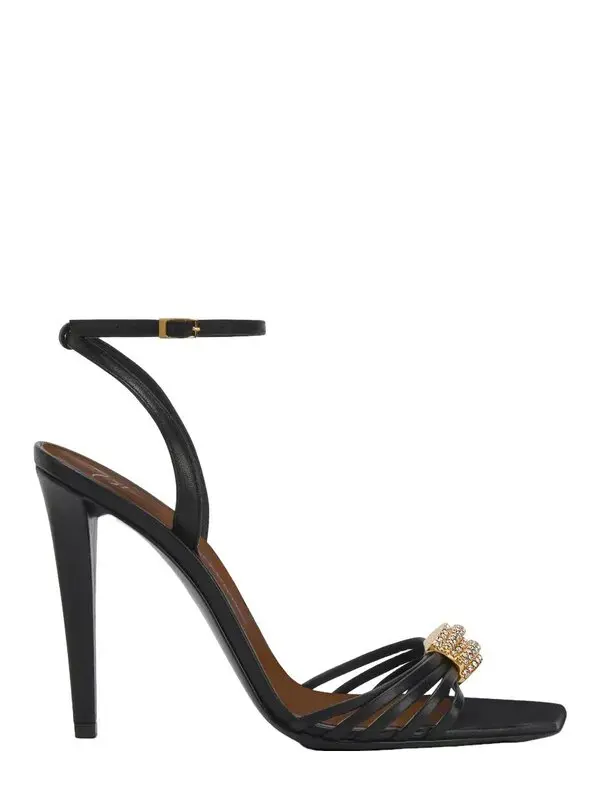 GIUSEPPE ZANOTTI Sunset Glow Rhinestone Brooch Strappy Sandals - Black