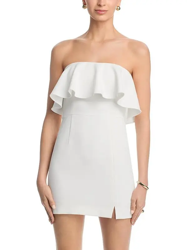French Connection Whisper Strapless Frill Minidress - Summer White