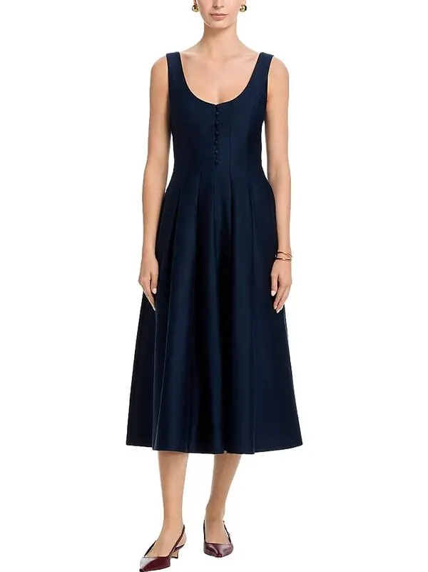 French Connection Sateen Midi Dress - Marine