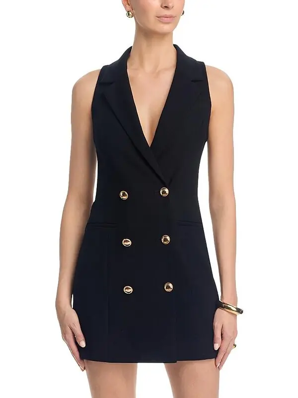 French Connection Whisper Double Breasted Halter Minidress - Black