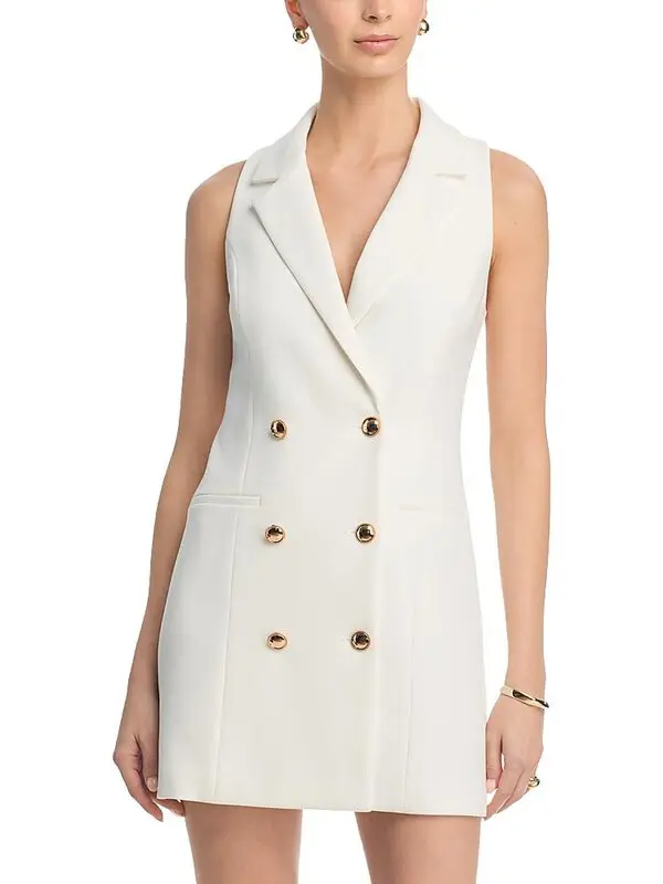 French Connection Whisper Double Breasted Halter Minidress - Summer White
