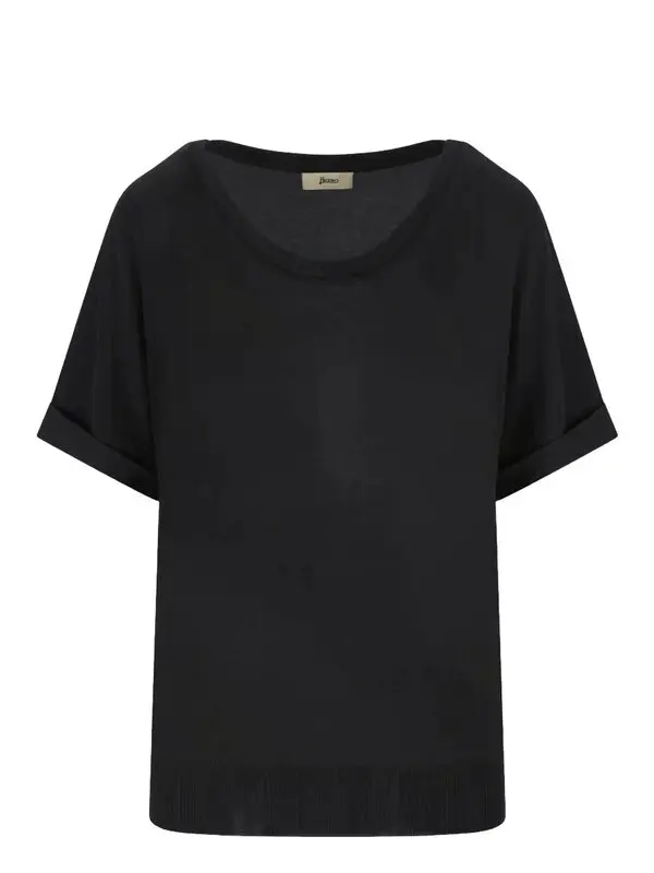 Herno Pleated Round-neck T-shirt - Black