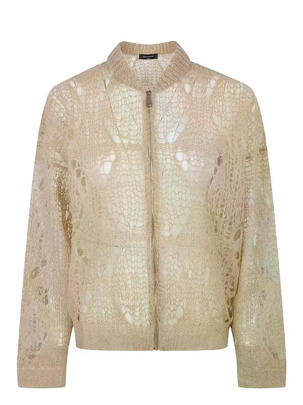 Fabiana Filippi Foliage Stitch Bomber Jacket - Neutrals
