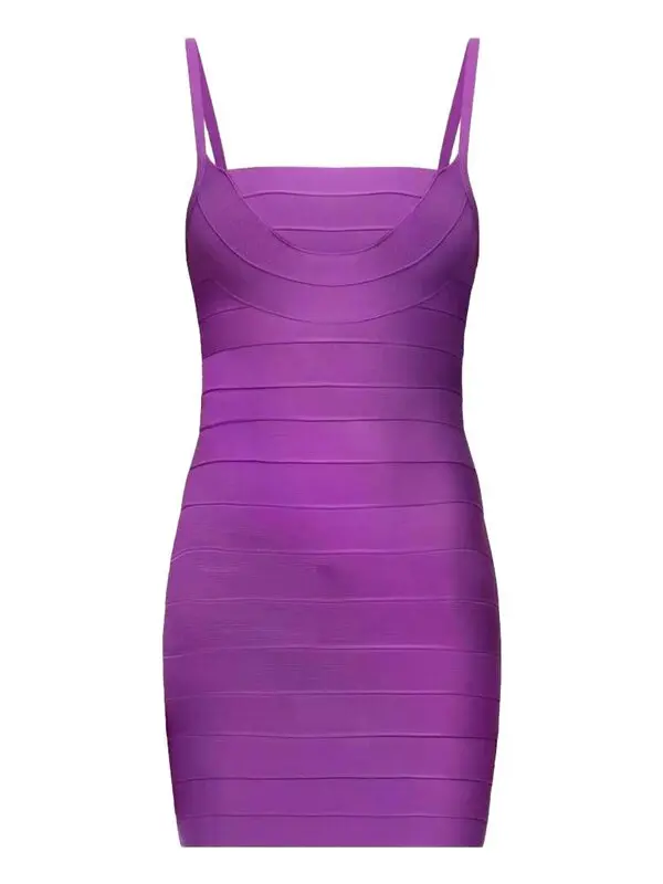Herve Leger Ribbed Strap Dress - Purple