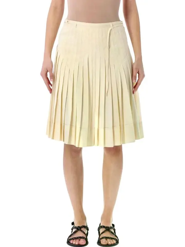 LOW CLASSIC Pleated Midi Skirt - Yellow