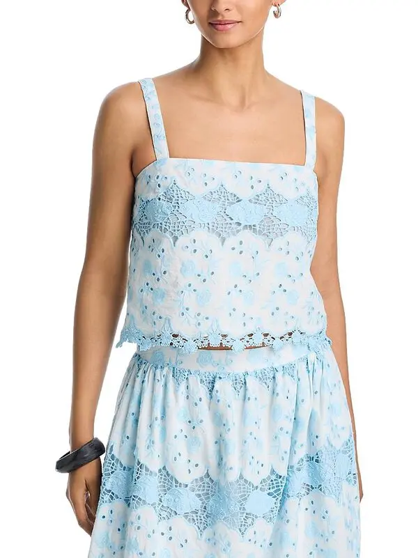 Aqua Embroidered Top - Blue