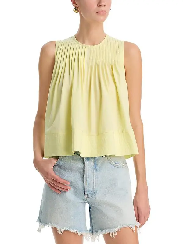 Aqua Pintuck Tank Top - Light Yellow