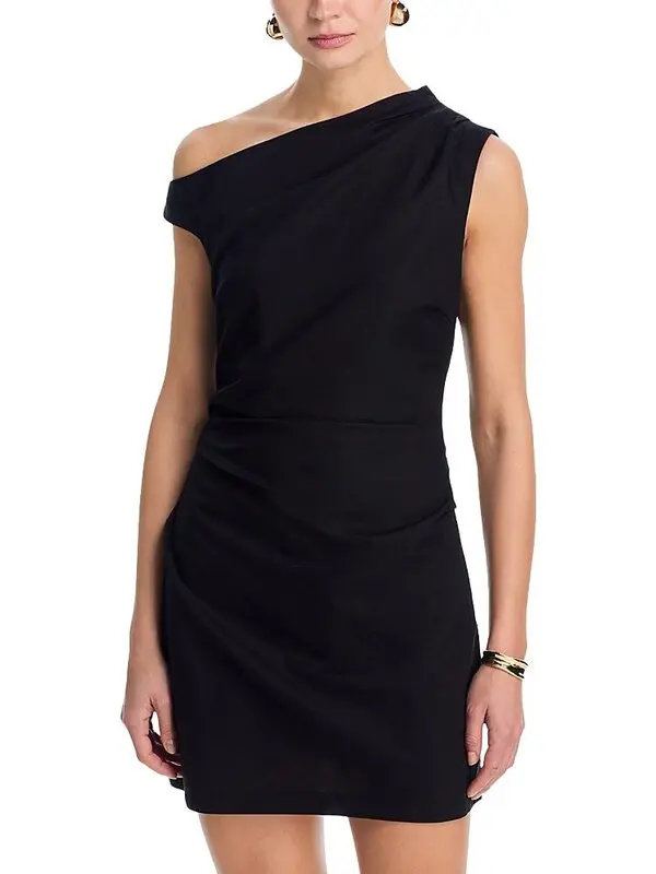 Aqua Asymmetric Mini Dress - Black