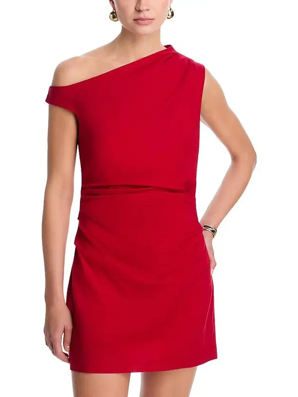 Aqua Asymmetric Mini Dress - Red