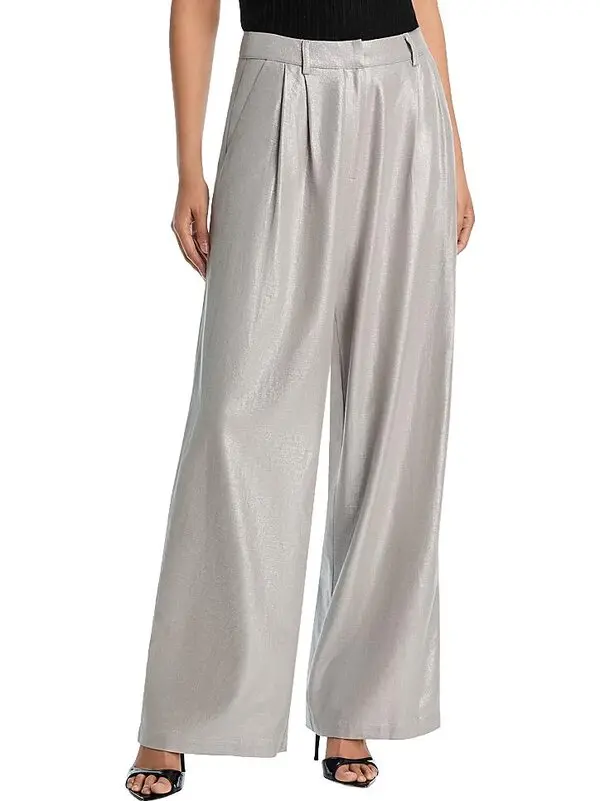 Aqua Metallic Wide Leg Pants - Silver