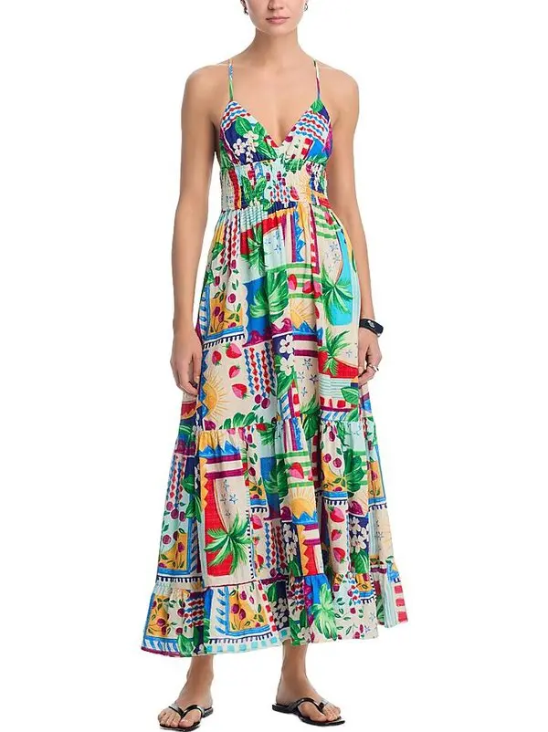 Aqua Voile Tiered Maxi Dress - Multi