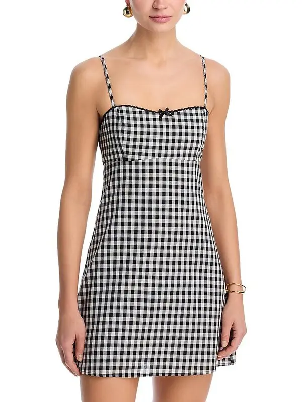 Aqua Gingham Mini Dress Exclusive - Black/white