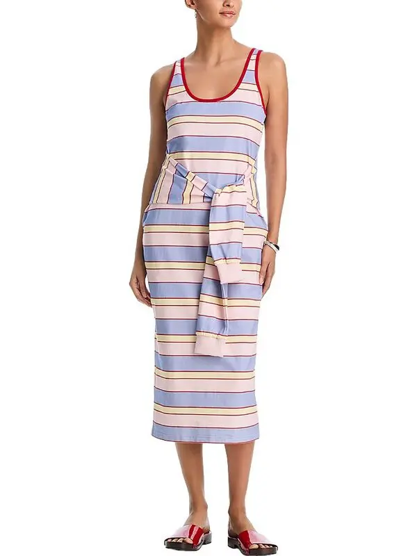Aqua Striped Tank Midi Dress - Pink Multi