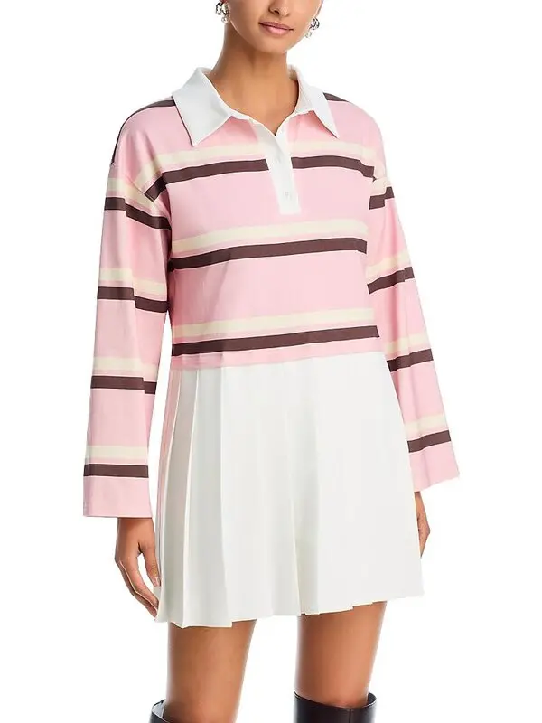 Aqua Multi Stripe Layered Mini Dress - Pink Multi