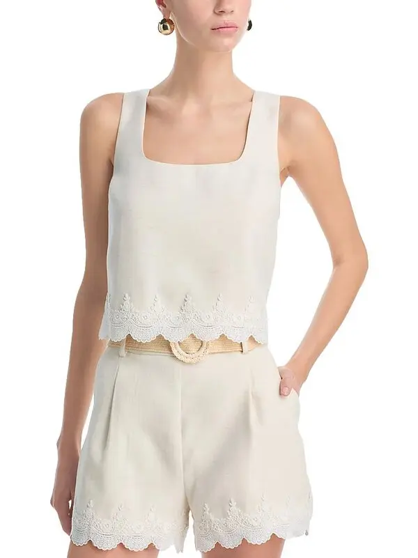 Aqua Lace Trim Tank Top - Natural/white