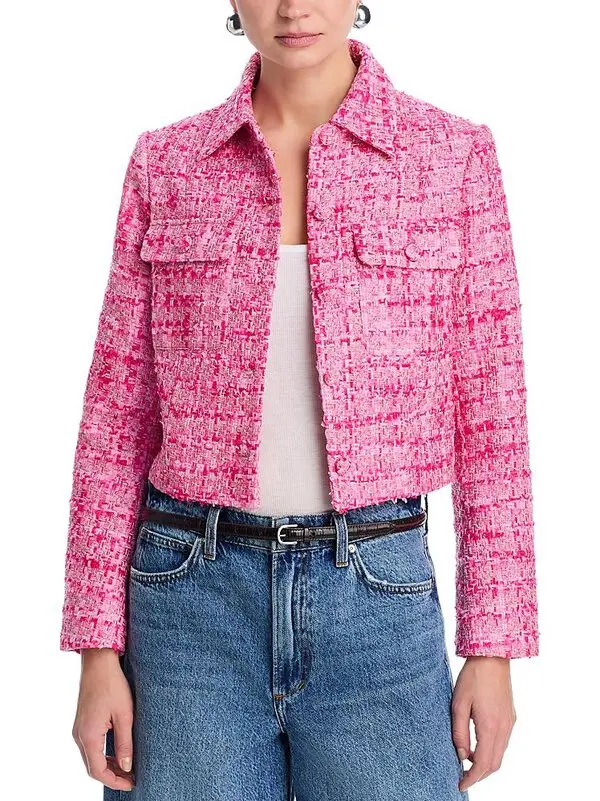Aqua Tweed Blazer - Hot Pink