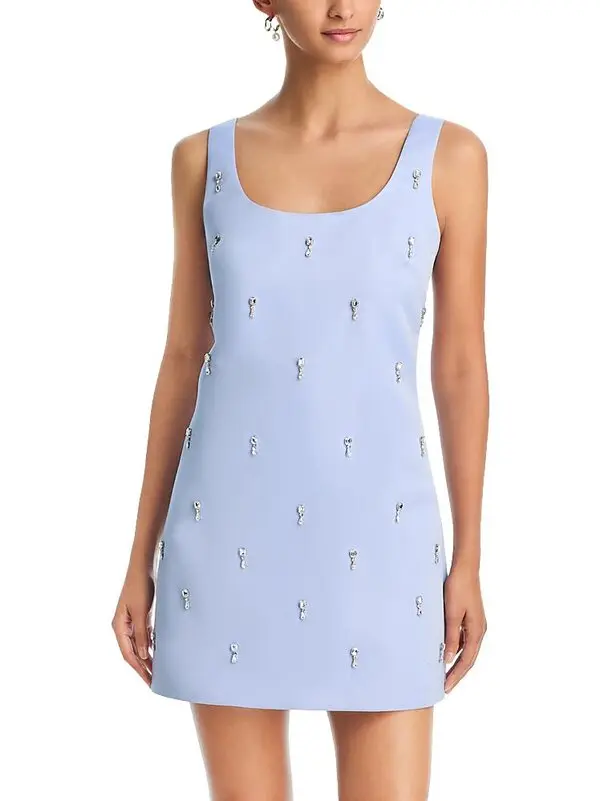 Aqua Jewel Satin Mini Dress - Sky Blue