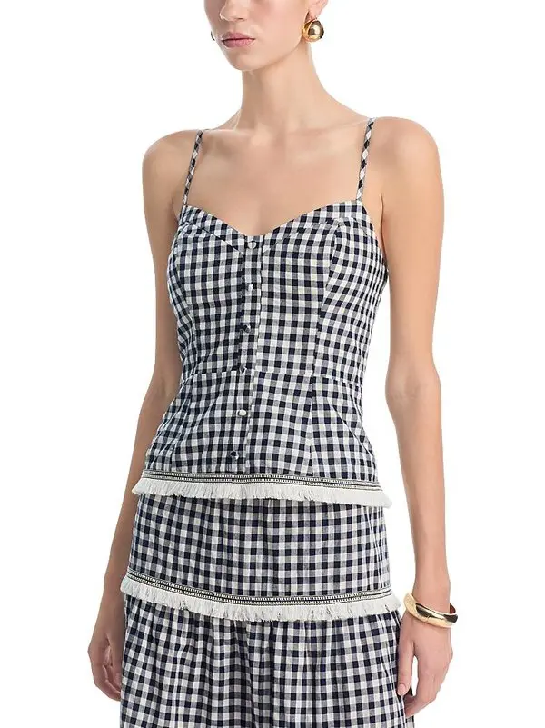 Aqua Gingham Top - Navy/white