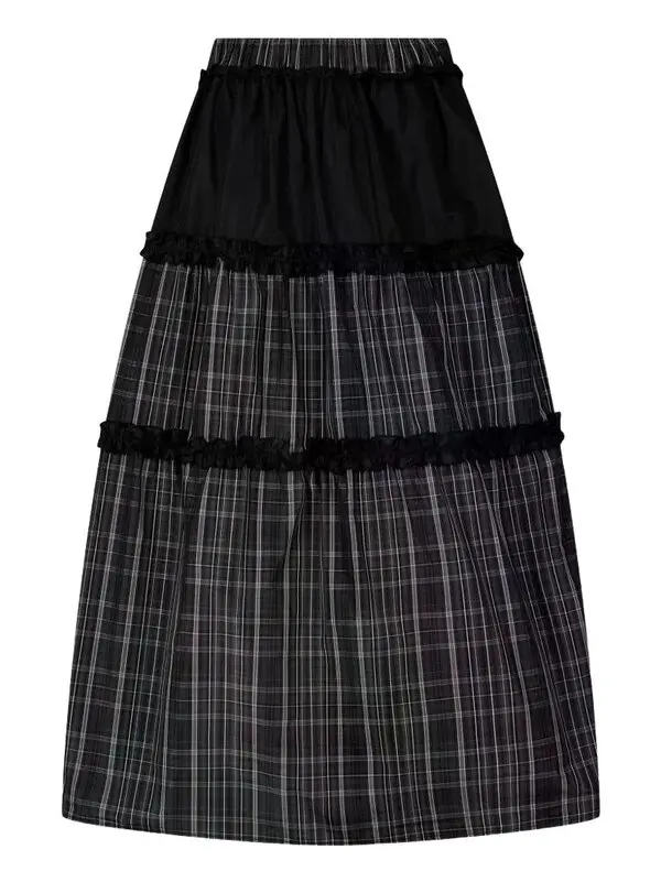 STUDIO TOMBOY Checked-pattern Ruffled Skirt - Black