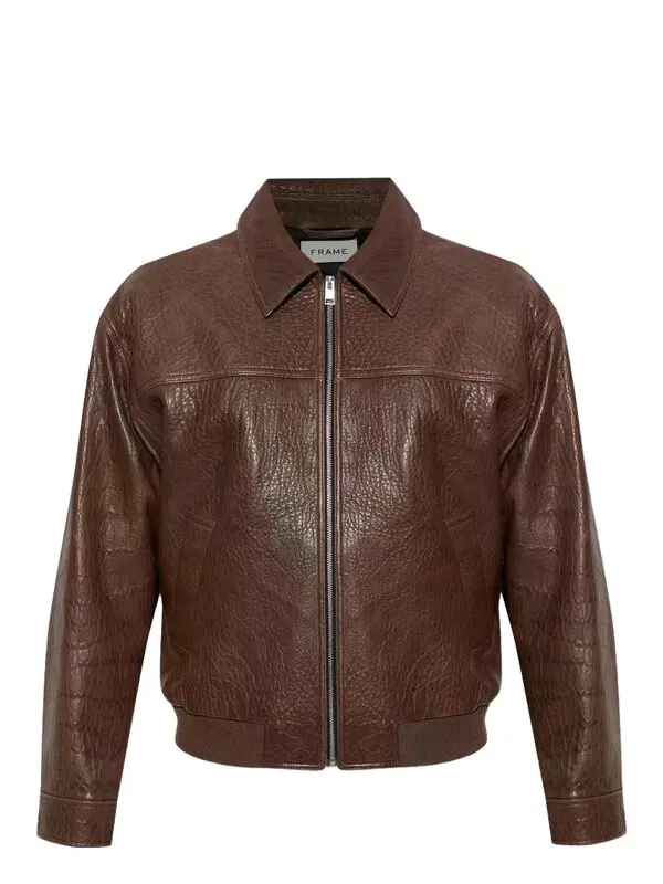 FRAME Zip Leather Jacket - Brown