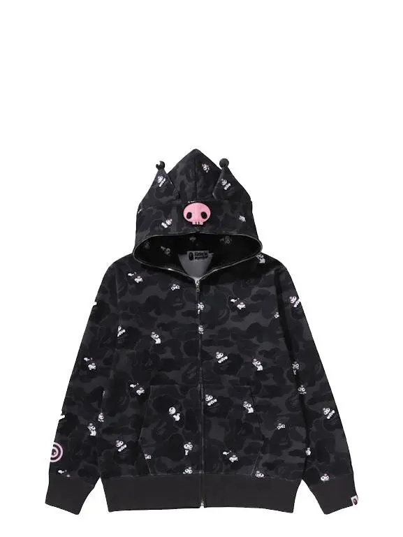 A BATHING APE X Sanrio Characters Kuromi Camo Full Zip Hoodie - Black
