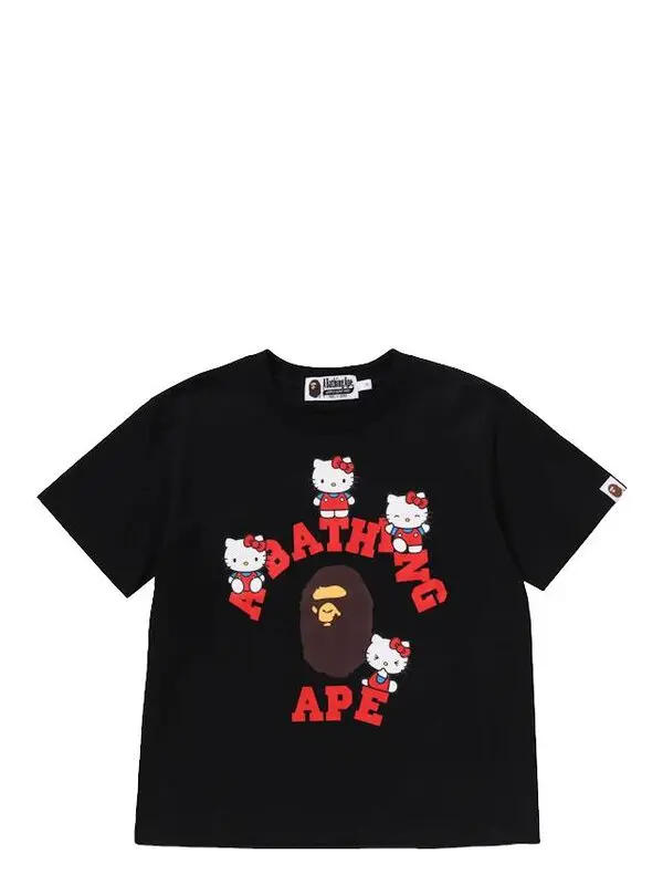 A BATHING APE X Sanrio Characters Hello Kitty College Mini Tee Shirt - Black